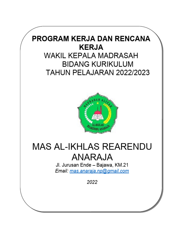 Rencana Kerja Kurikulum 2022/2023 | PDF