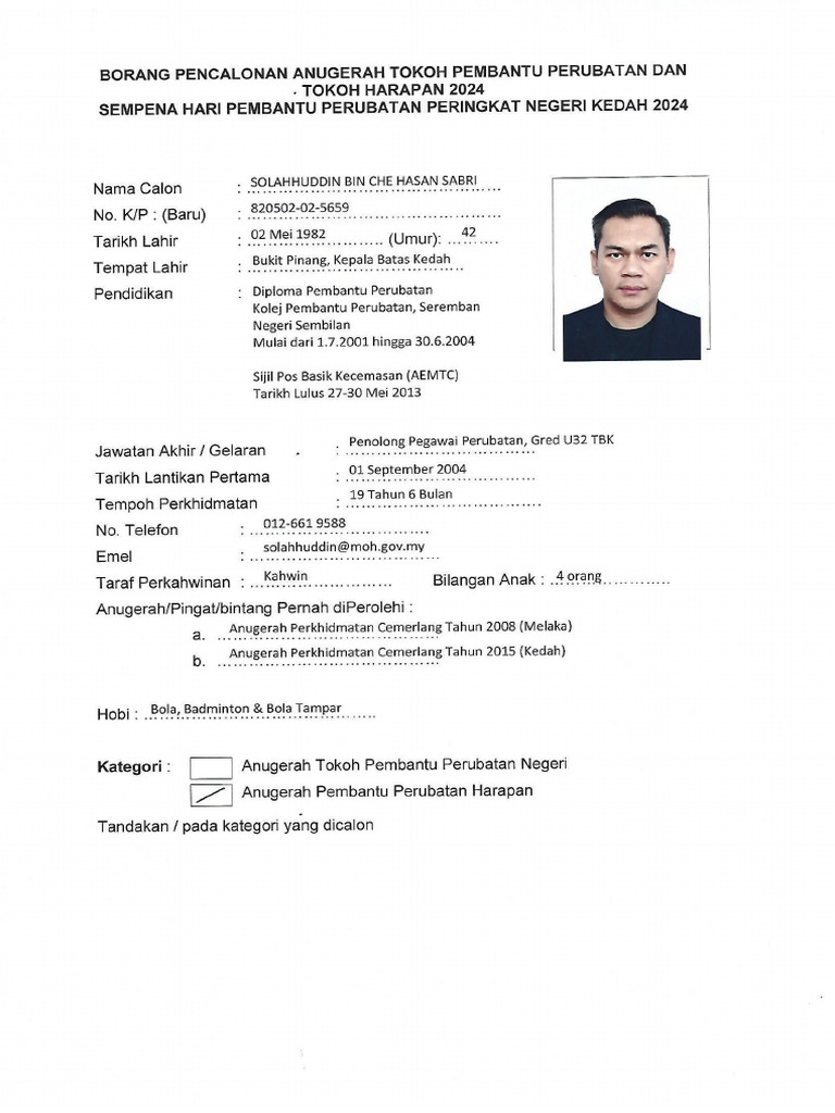 Calon Tokoh PPP Harapan HSAH 2024 | PDF