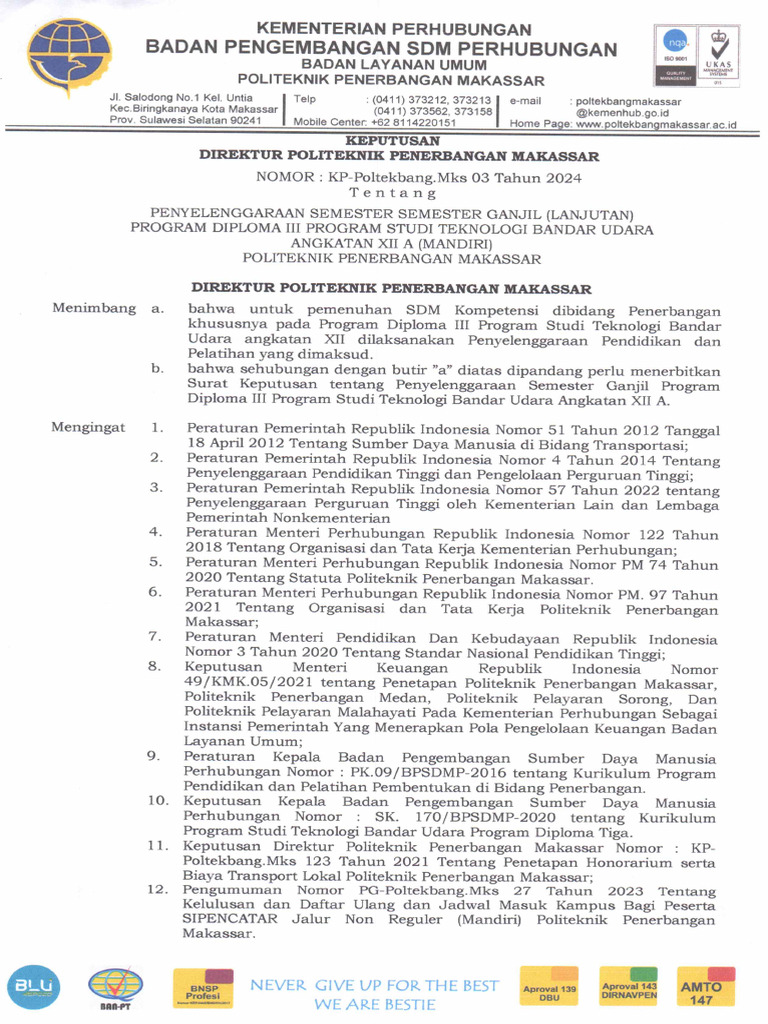 TBU MANDIRI - SK Penyelenggaraan Semester Ganjil (Lanjutan) | PDF