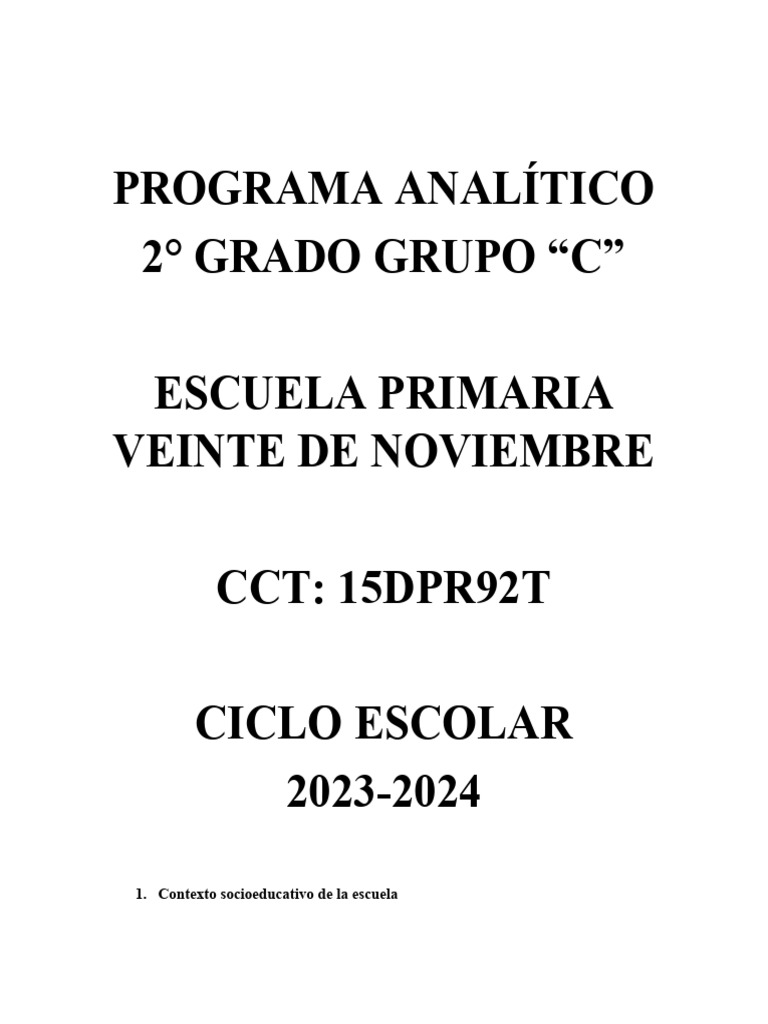 Programa Analico de Aula 2C | Descargar gratis PDF | Evaluación ...
