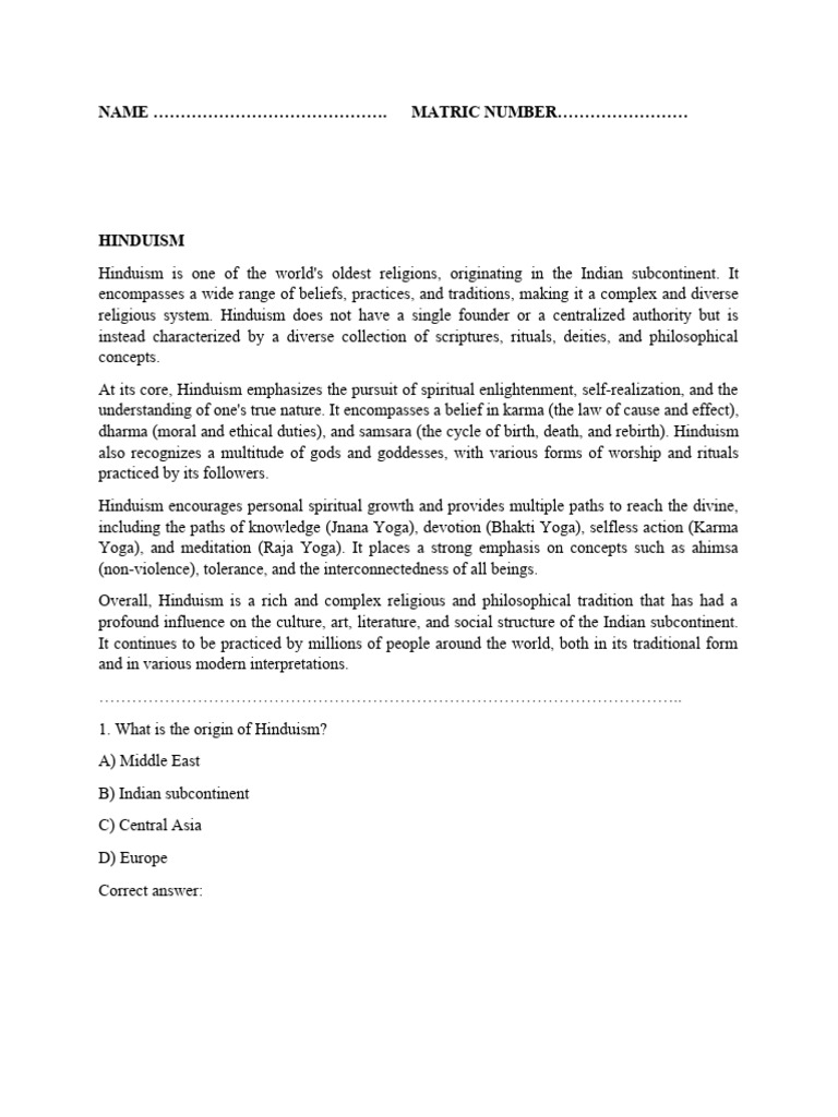 Overview of Hinduism and Its Principles | PDF | Devi | Moksha