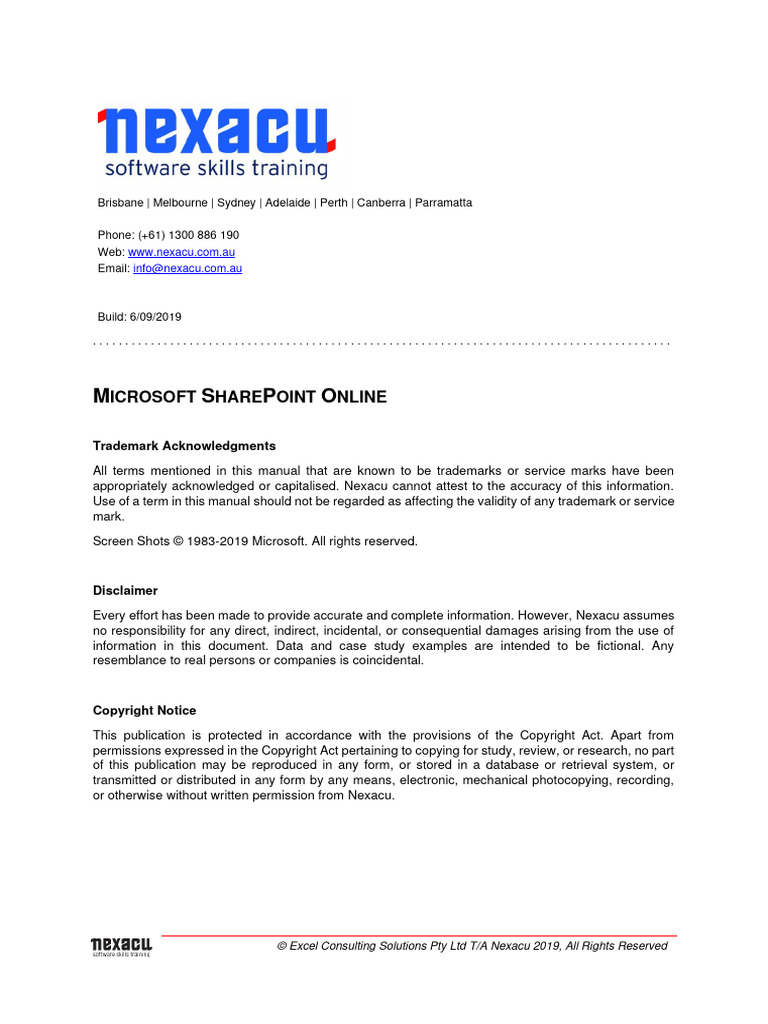 SharePoint - 2 Day Course Manual | PDF | Share Point | Websites