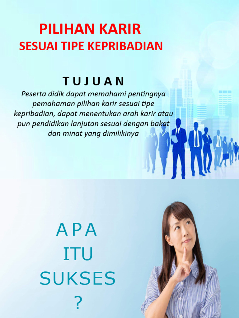 Pilihan Karir Sesuai Tipe Kepribadian | PDF | Karier & Perkembangan | Pengembangan Diri