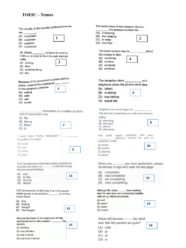 Toeic. Tenses | PDF