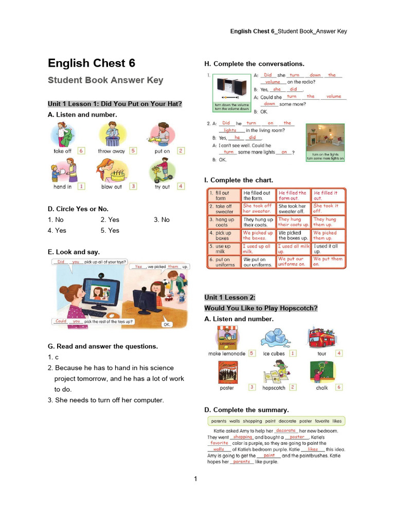 English_Chest_6_Student_Book__Answer_Key | PDF