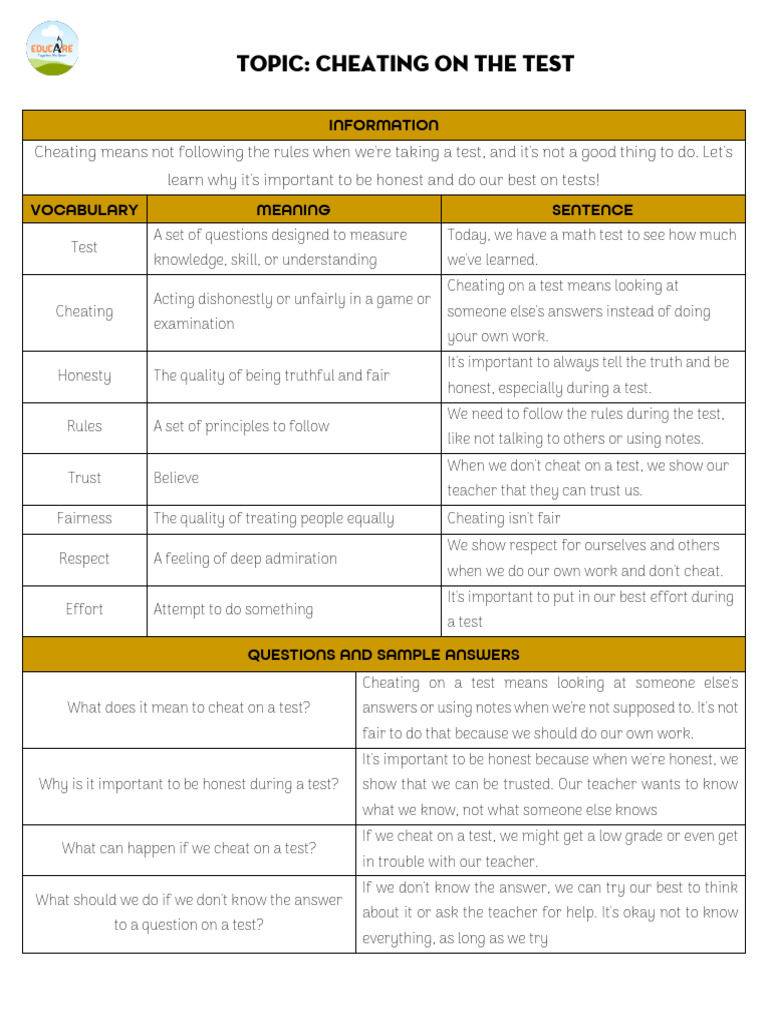 Cheating On The Test | PDF | Cognition