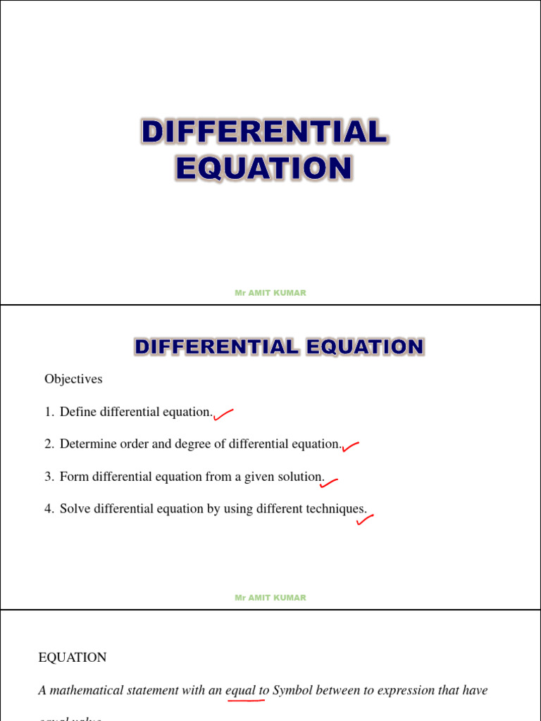 DIFFERENTIAL EQUATION 1 (Order and Degree) | PDF | Equations | Differential Equations