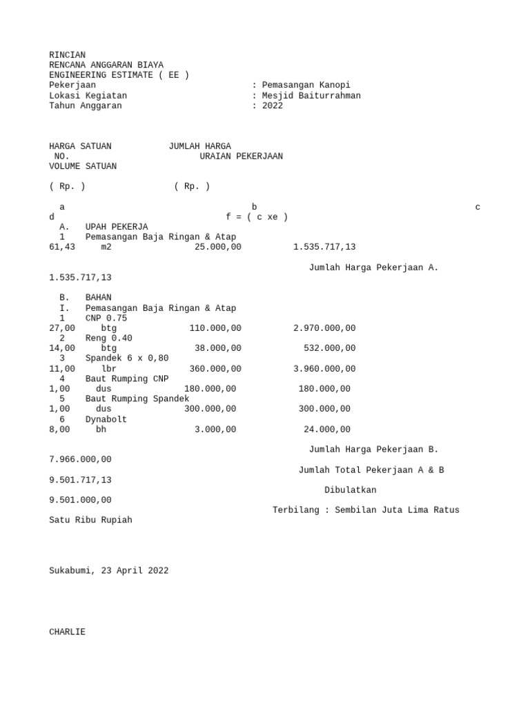 RAB Kanopi Baja Ringan 3 | PDF