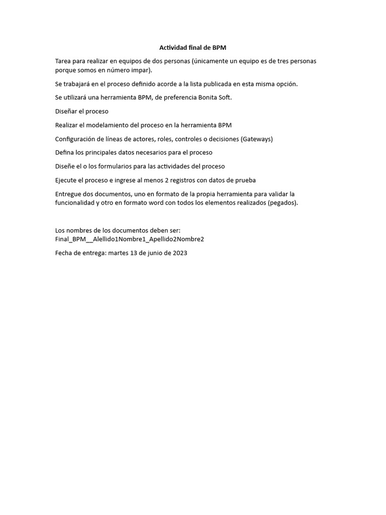 Tarea Final BPM | PDF