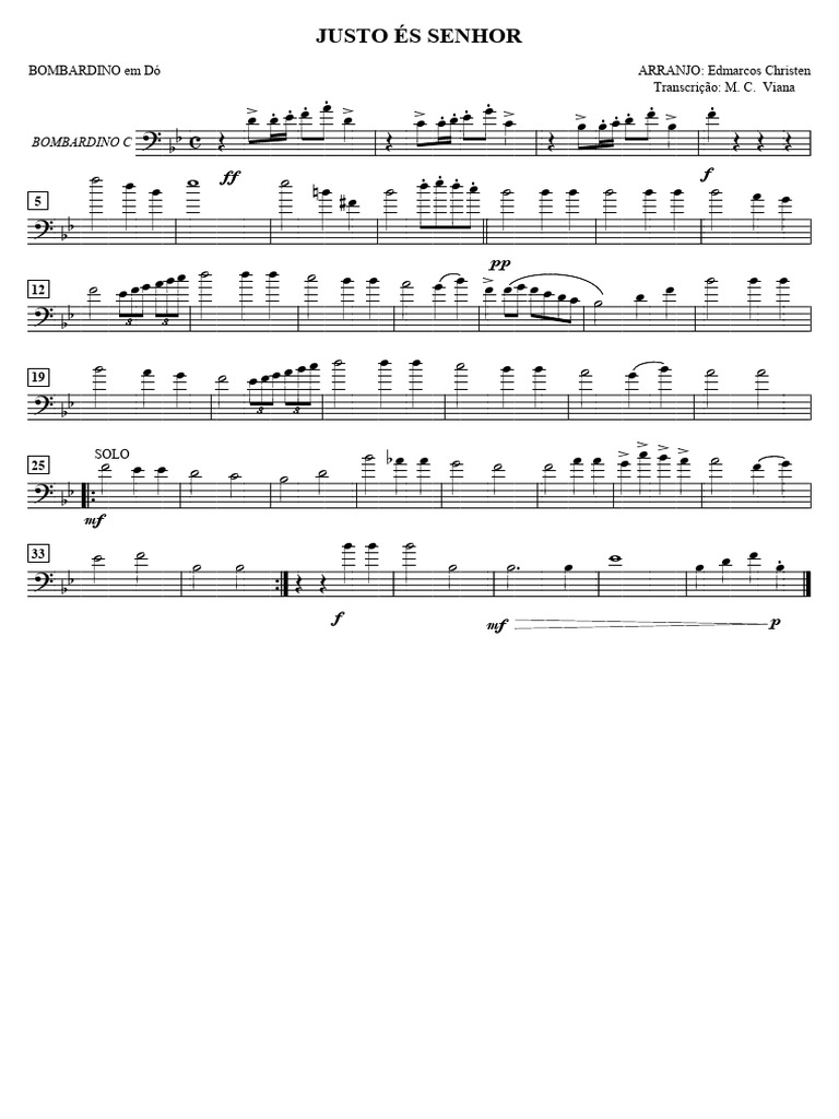 Justo És Senhor (Bdino C) Clave de Fá (Agudo) | PDF