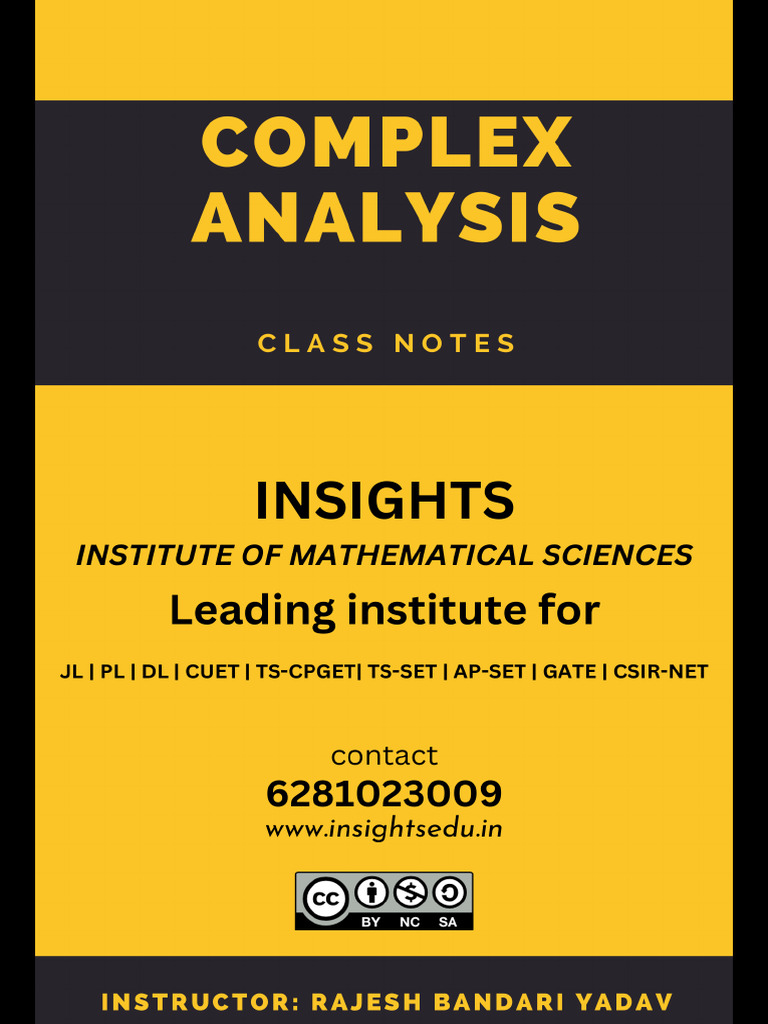 Complex Analysis Notes by Rajesh Yadav | PDF | Teaching Methods & Materials