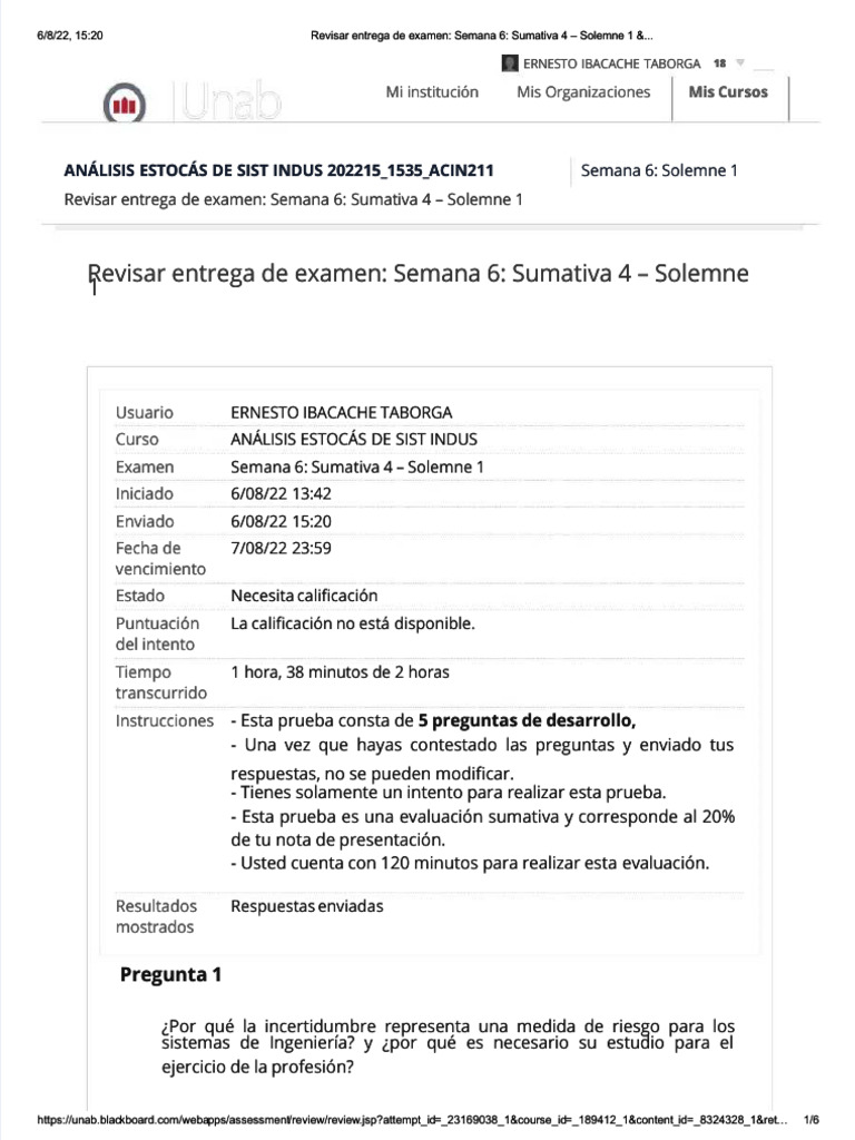 Semana 6 Sumativa 4 - Solemne 1 | PDF | Aleatoriedad | Probabilidad