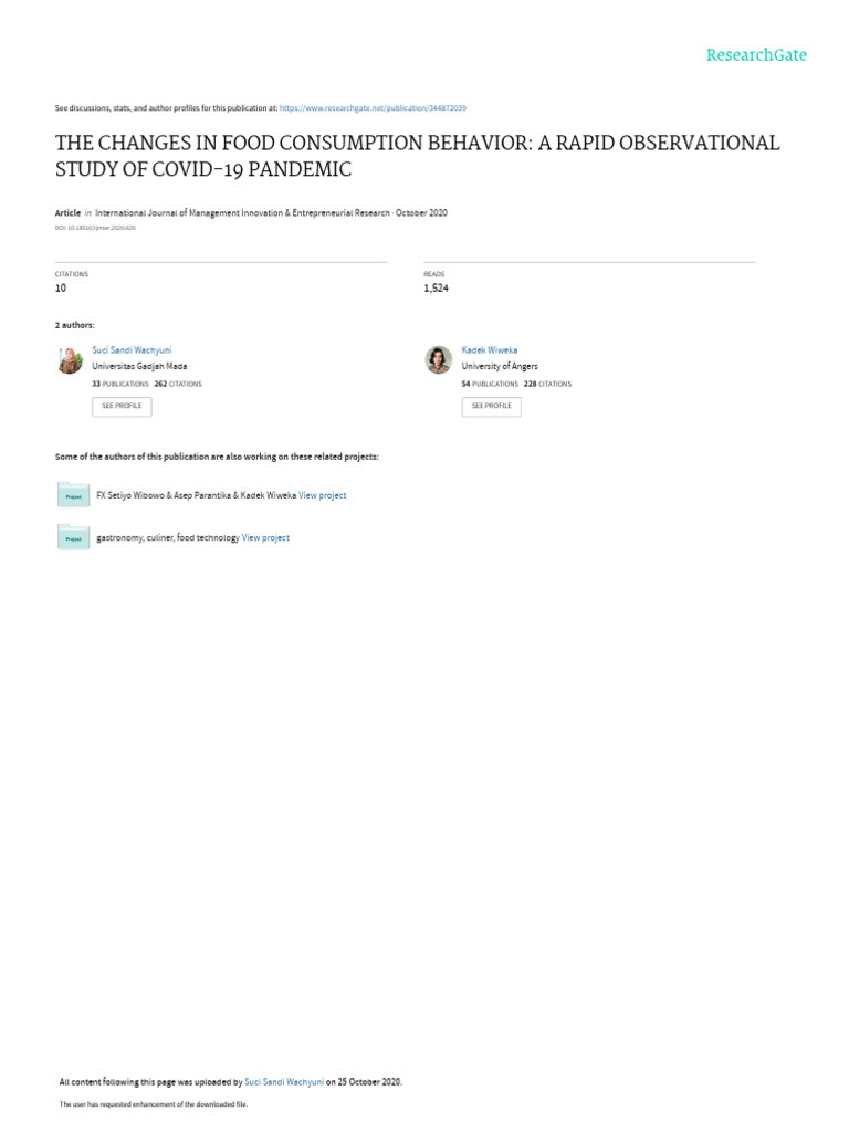 The Changes in Food Consumption Behavior: A Rapid Observational Study ...