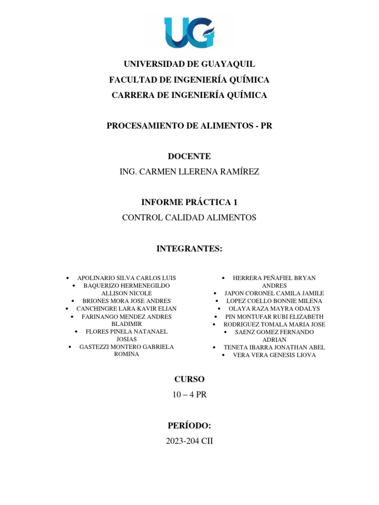 INFORME 1 ALIMENTOS 10-4 PR | PDF | Ácido | Alimentos