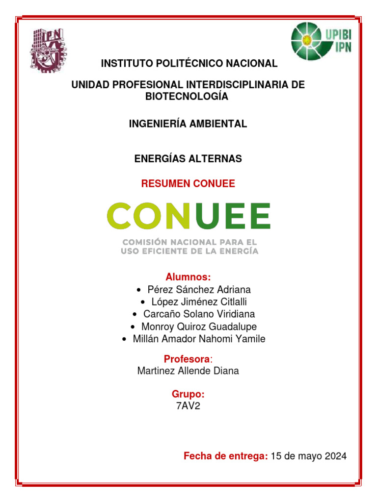 resumen CONUEE | PDF | Uso eficiente de energía | Sustentabilidad