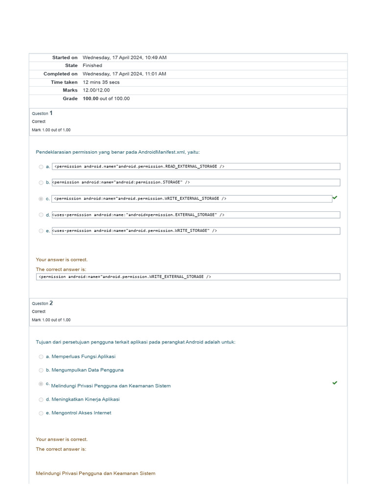 Kuis Week 12 - Attempt Review | PDF