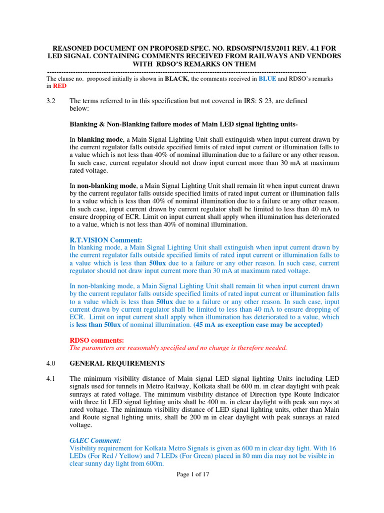 LED Signal Specs Rev.4.1 Reasoned Document | PDF | Fuse (Electrical) | Light Emitting Diode
