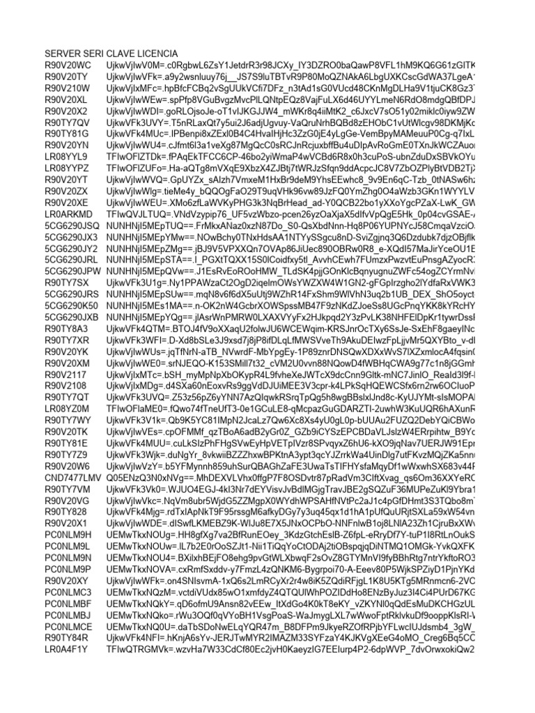 Server License Keys List | PDF