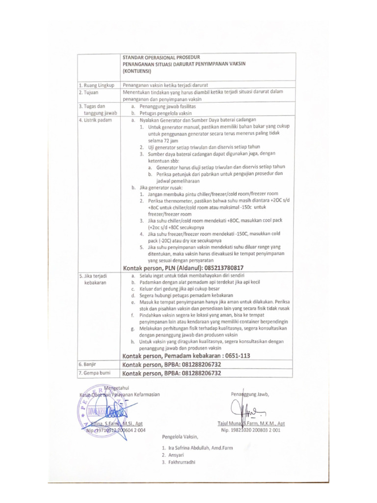 Sop Kontijensi | PDF