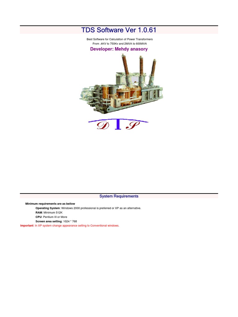 TDSdescription | PDF | Transformer | Parameter (Computer Programming)