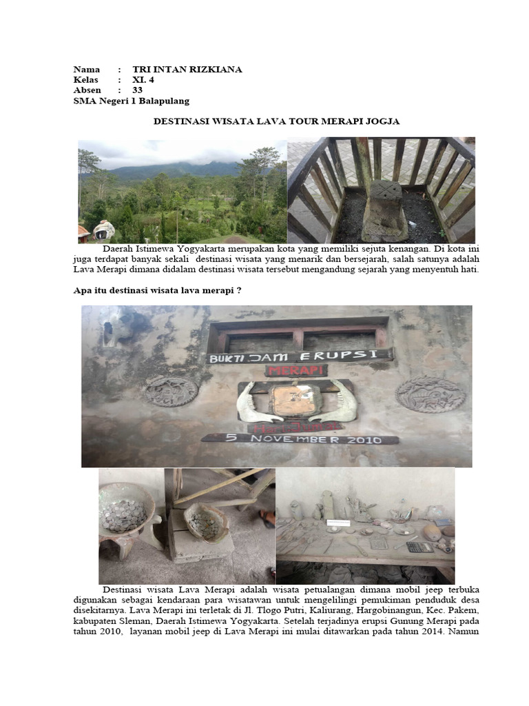 Destinasi Wisata Lava Tour Merapi Yogyakarta | PDF