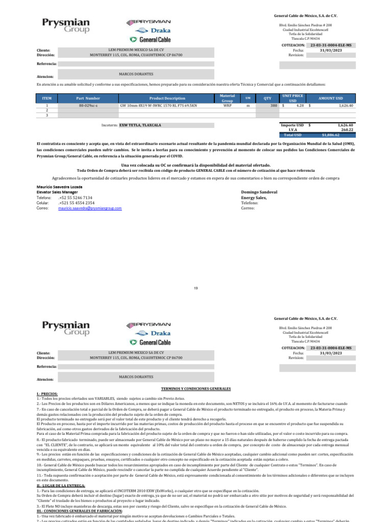 Cable General Cable De Mexico Descargar Gratis Pdf Daños Y