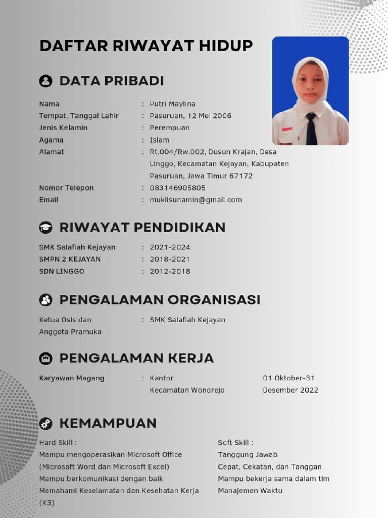 CV Putri Maylina | PDF