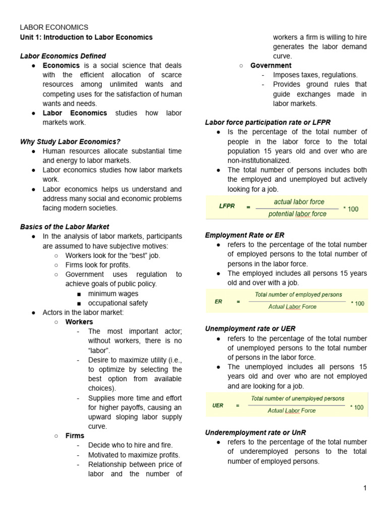 LABOR ECONOMICS | PDF | Labour Economics | Long Run And Short Run