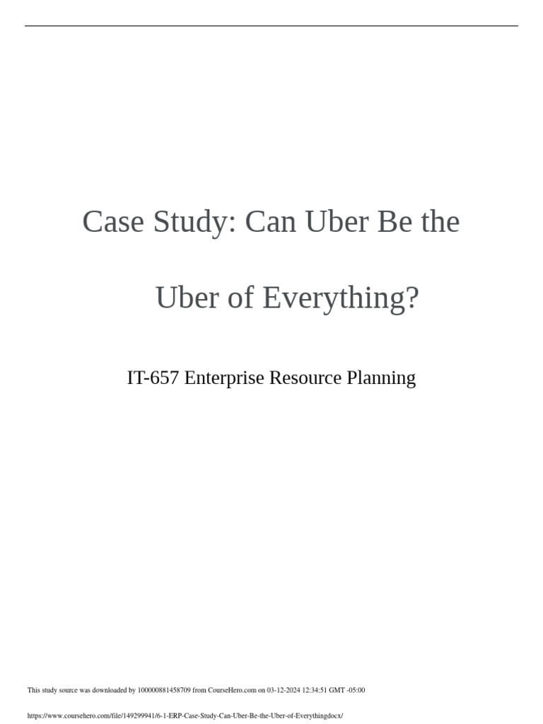 6 1 ERP Case Study Can Uber Be The Uber of Everything | PDF ...