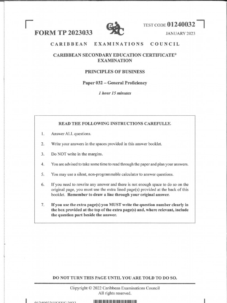 POB Jan 2023 Paper 3 | PDF