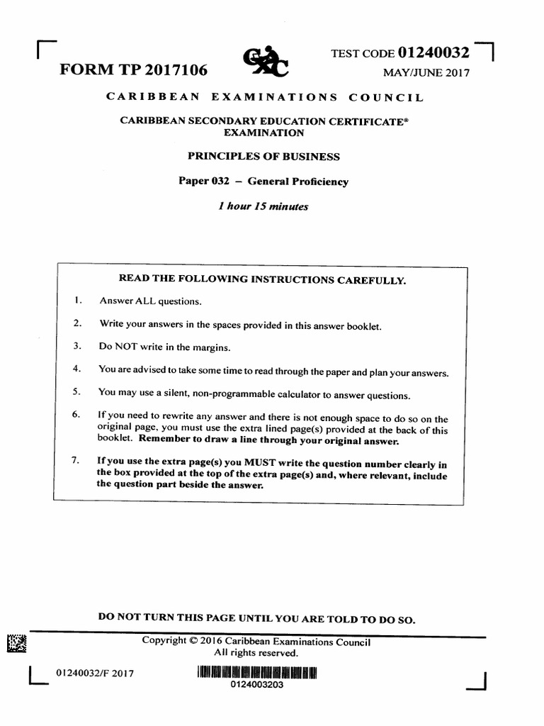 Csec Pob June 2017 Paper 3 | PDF | Financial Economics | Business Process