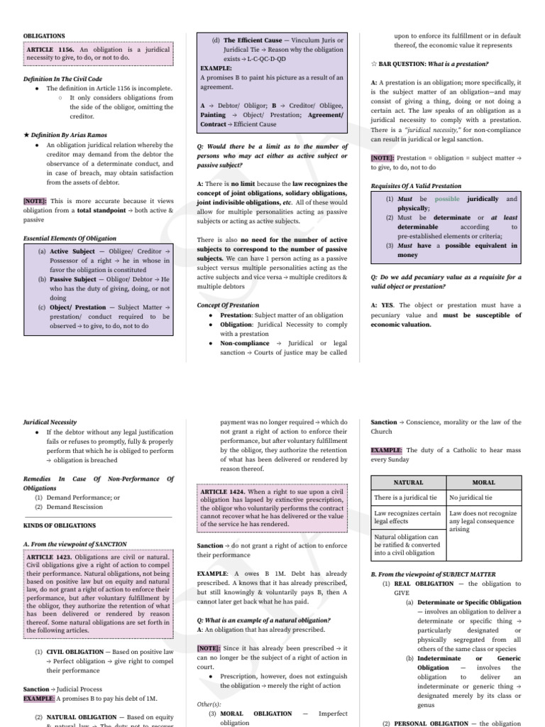 Oblicon MT Reviewer | PDF | Legal Liability | Private Law