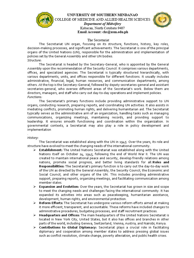 Secretariat Report Group V | PDF | United Nations | International Relations