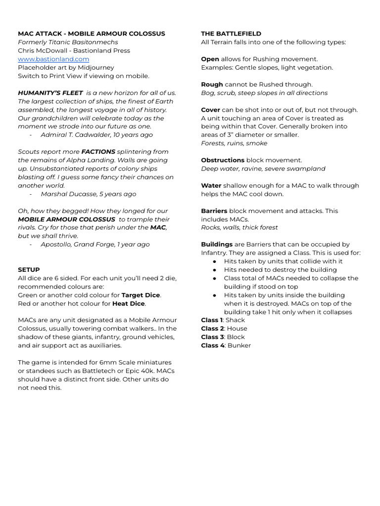 Mobile Armour Colossus Gameplay Guide | PDF | Infantry