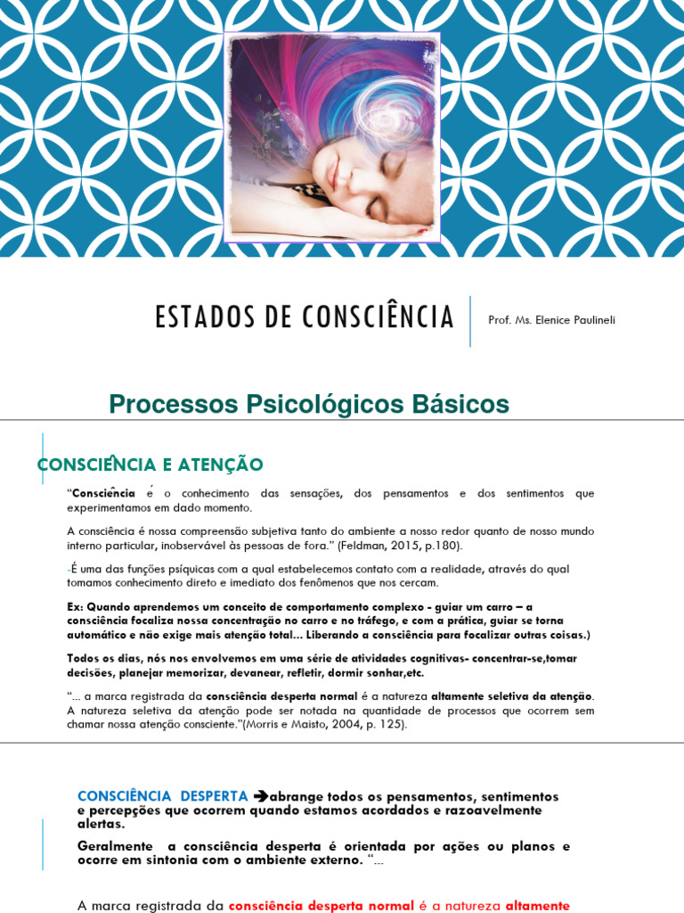 Aula 7 - Estados de Consciência 2024 | PDF | Dormir | Hipnose