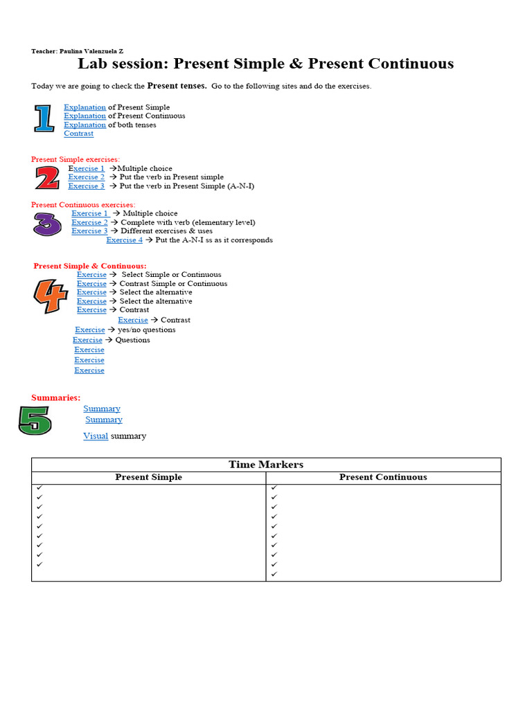 Lab Present Tenses | PDF