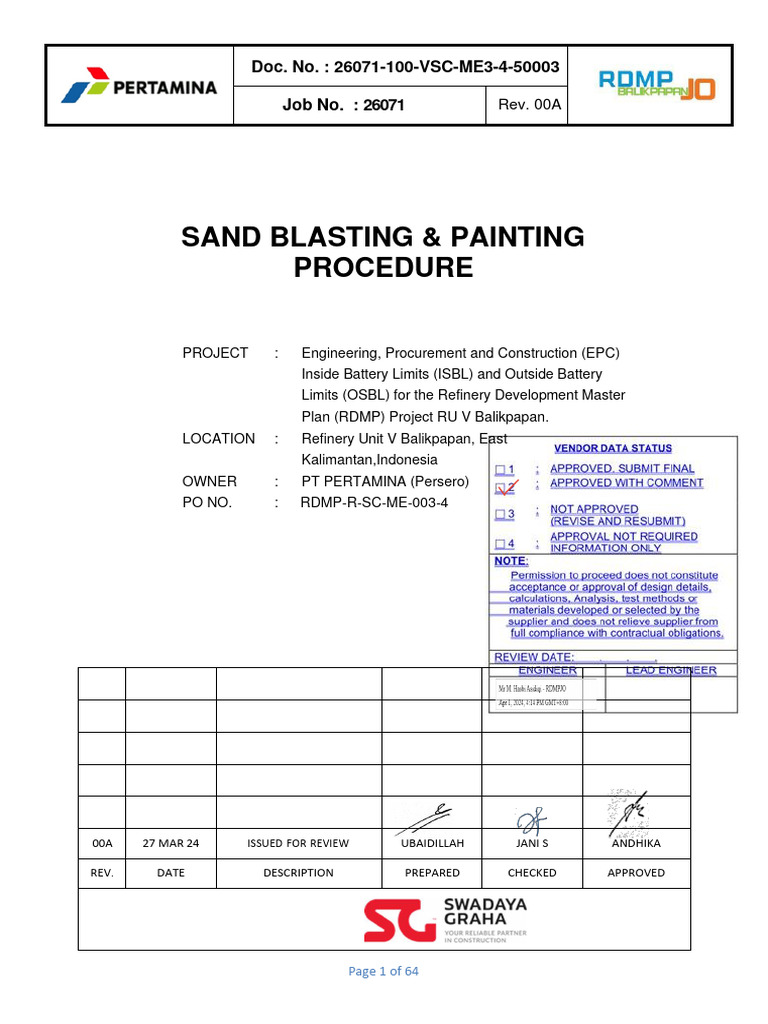 26071-100-VSC-ME3-4-50003 - Sand Blasting & Painting Procedure. Rev ...