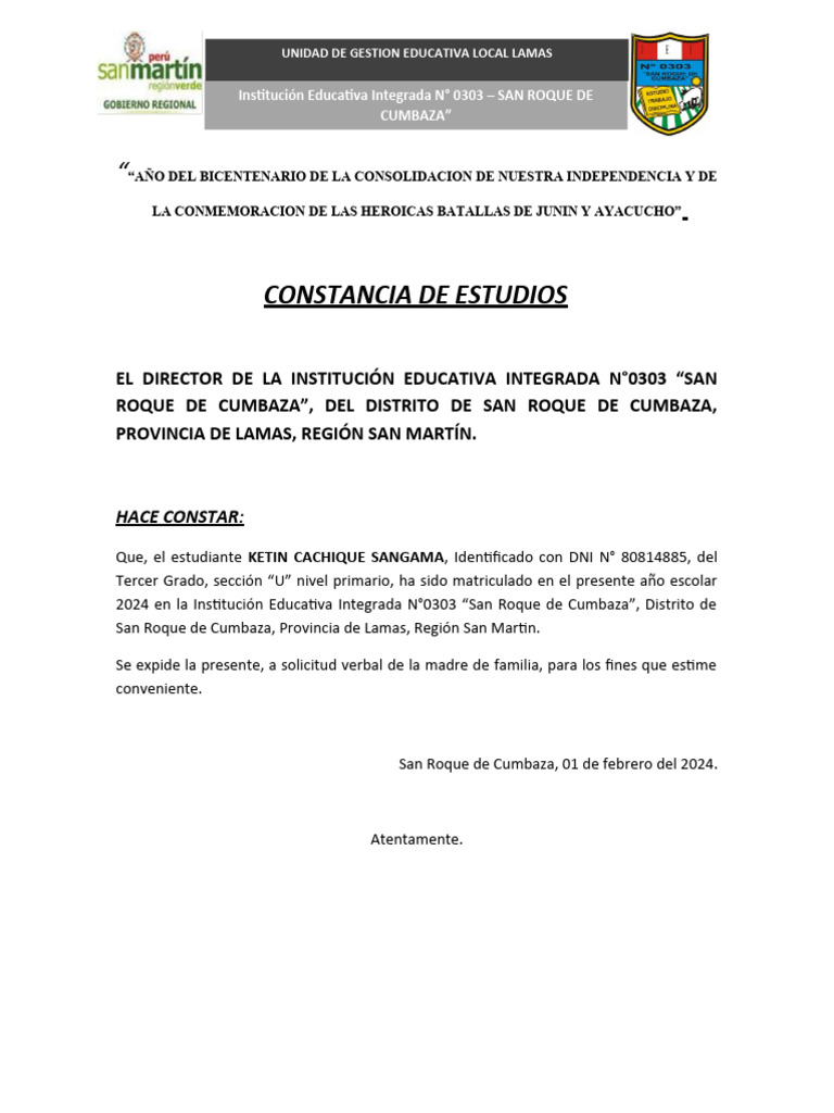 Constancia Estudios Ketin | PDF