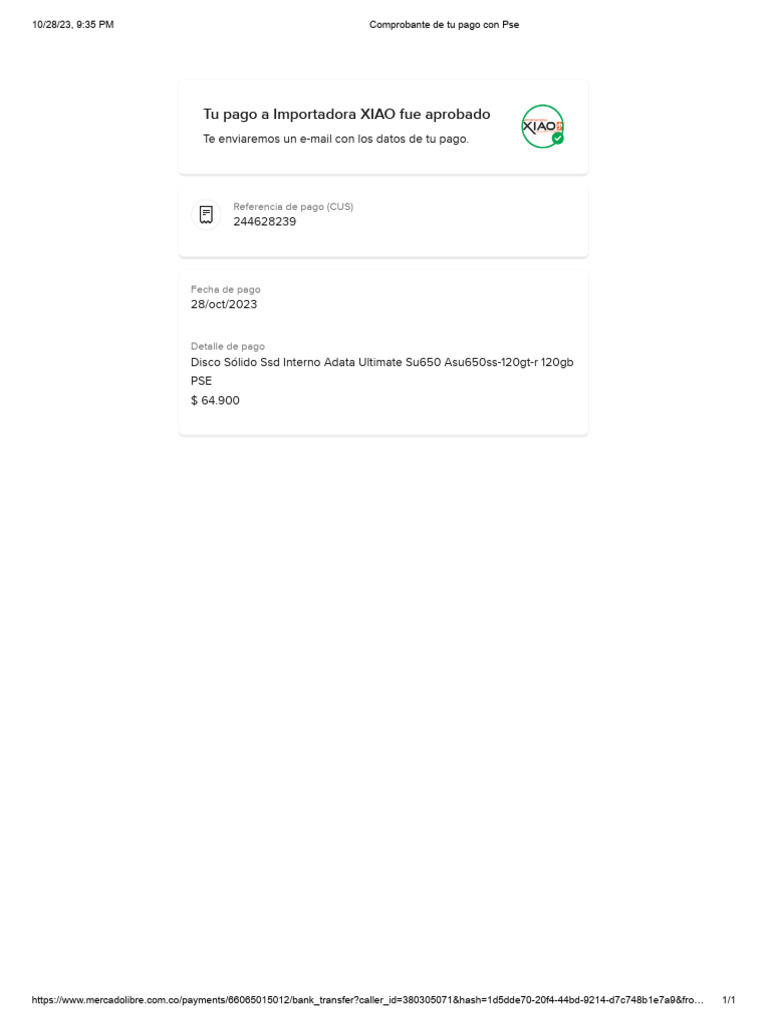 Comprobante de Tu Pago Con Pse | PDF