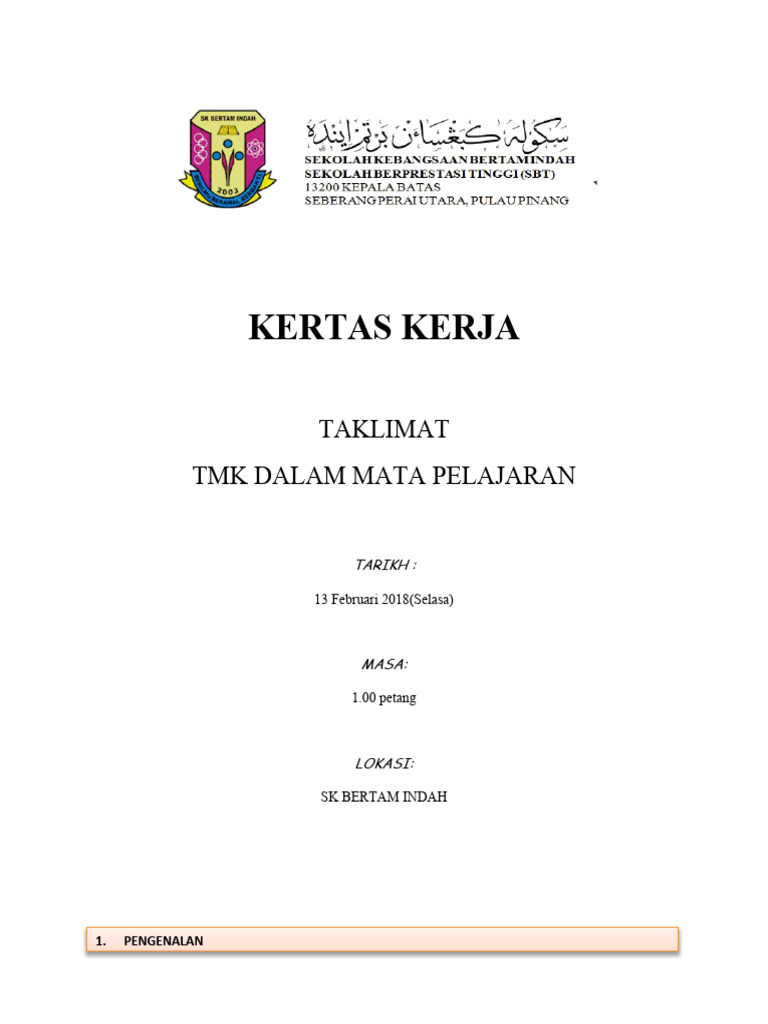 Kertas Kerja Ldp Tmk Pdf