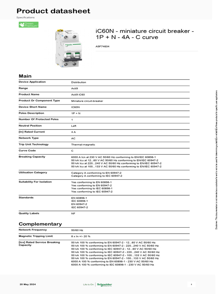 3.schneider Electric - Ic60 - A9F74604 | PDF | Alternating Current ...