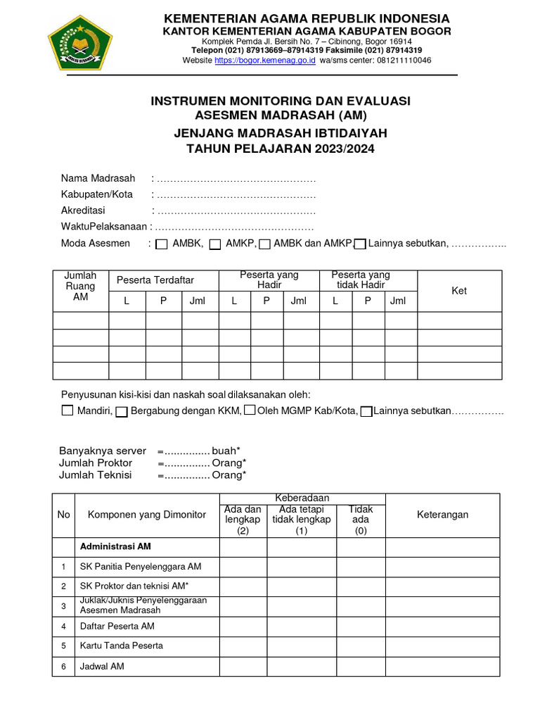 Instrumen Monev AM 2024 | PDF