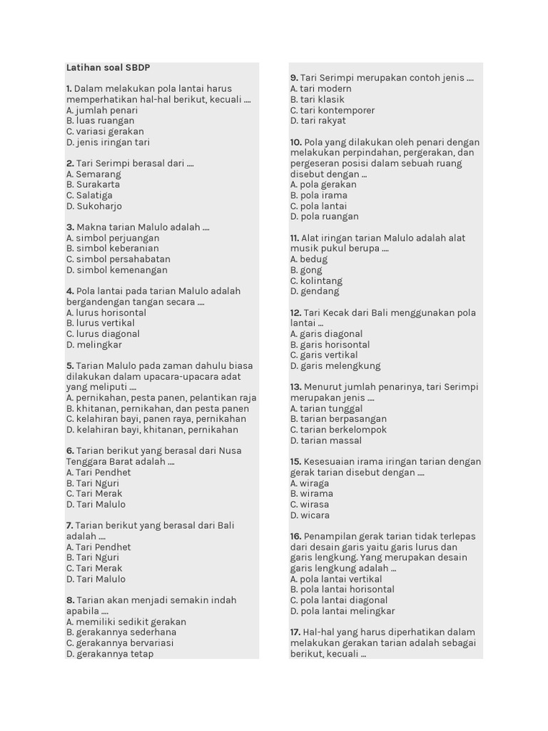 Latihan Soal SBDP | PDF
