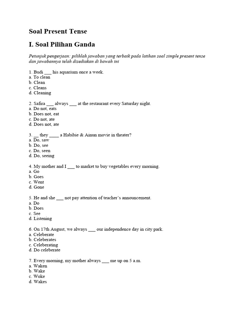 Soal Present Tense Pdf