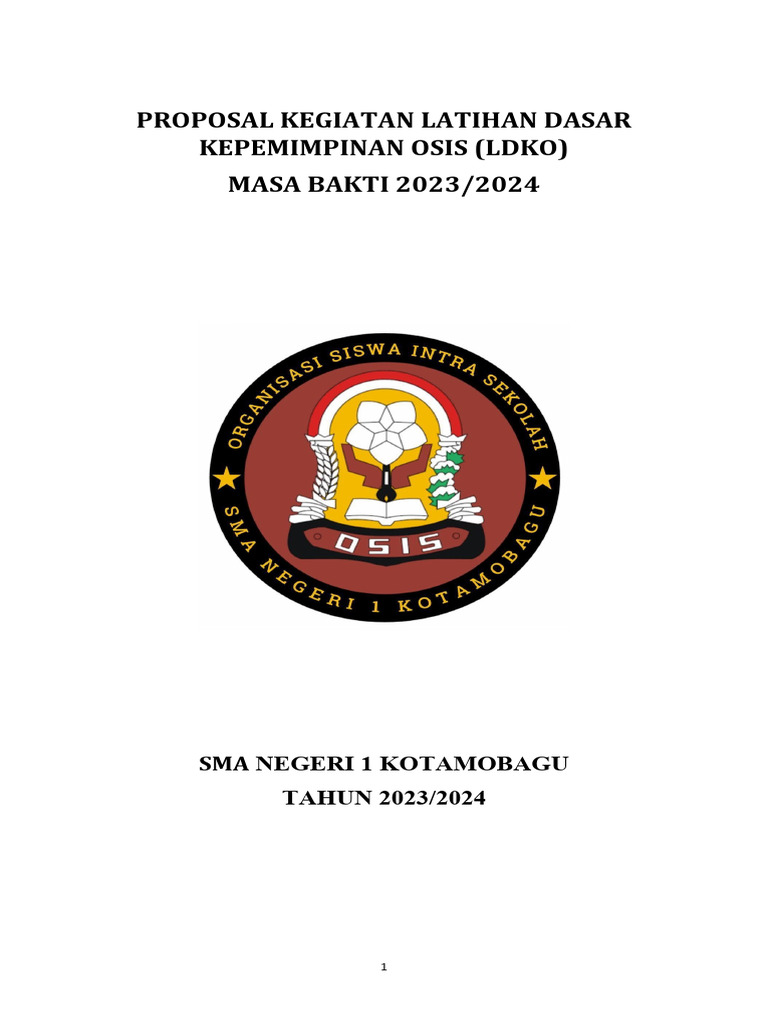 Proposal LDKO OSIS SMA Negeri 1 Kotamobagu | PDF