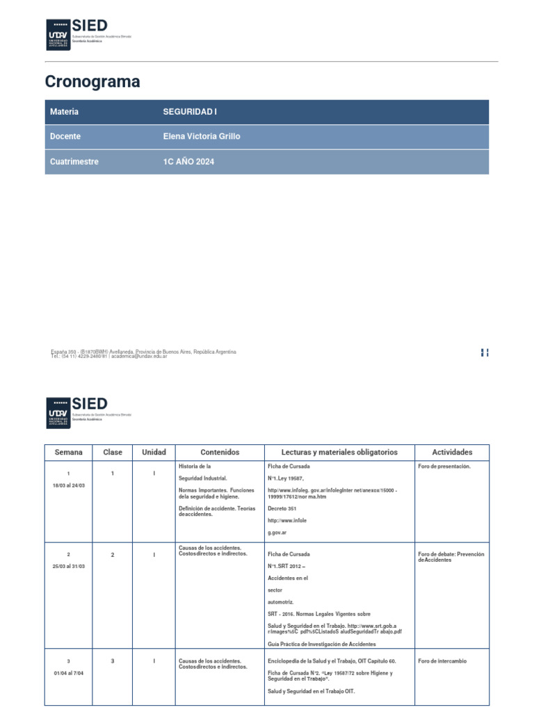 Cronograma SEI - 1C 2024 | PDF | Computadoras