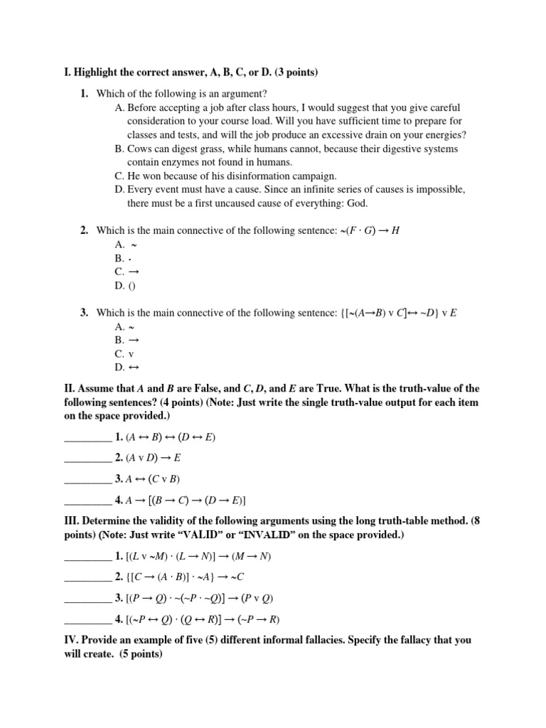 Logic Exercise | PDF