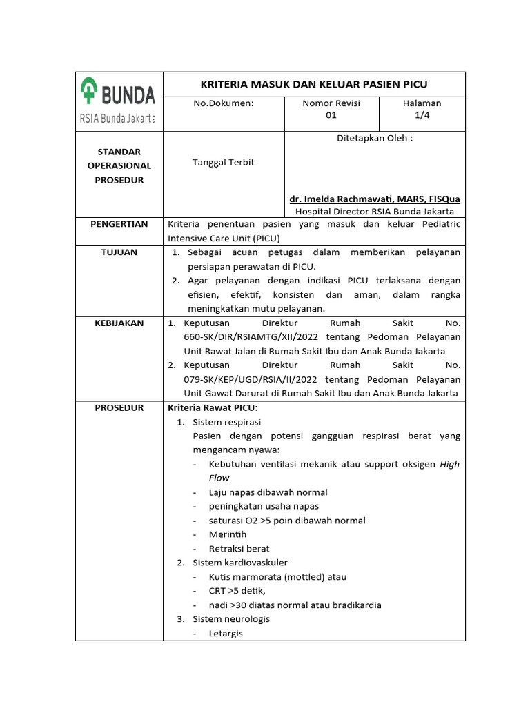 SPO Pasien PICU | PDF | Kesehatan Holistik