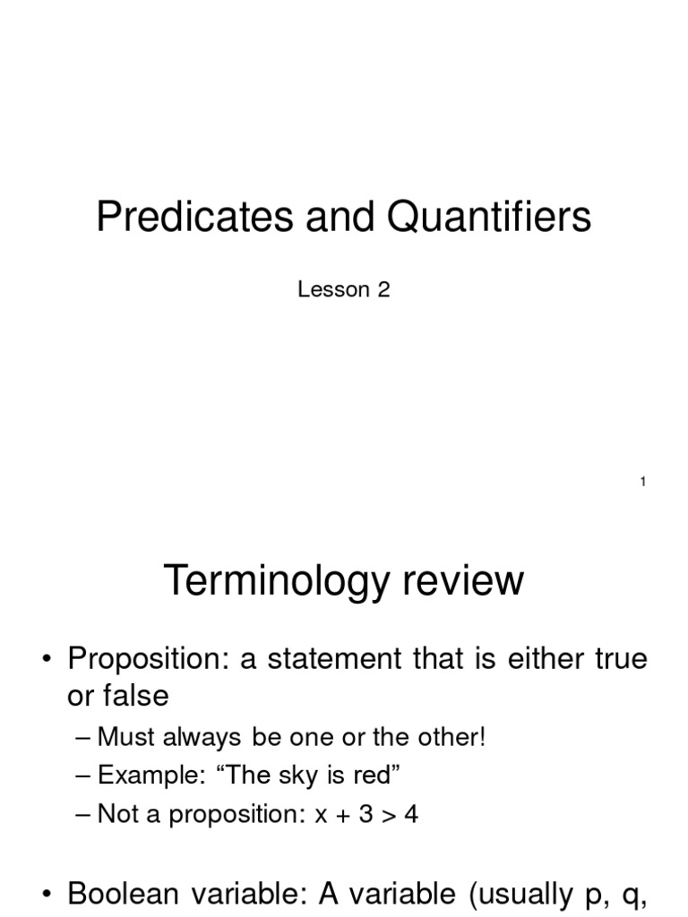 Predicates and Quantifiers Lesson 2 | PDF | Philosophical Methodology ... Predicates and Quantifiers Lesson 2 | PDF | Philosophical Methodology ...