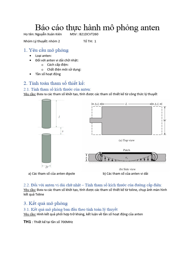 Mau Bao Cao TH Mo Phong Anten | PDF